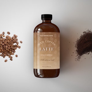 Editable Iced Coffee Bottle Label: Custom Cold Brew Sticker (digital ...
