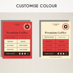 Editable Modern Coffee Bag Label Template, Printable Luxury Packaging ...