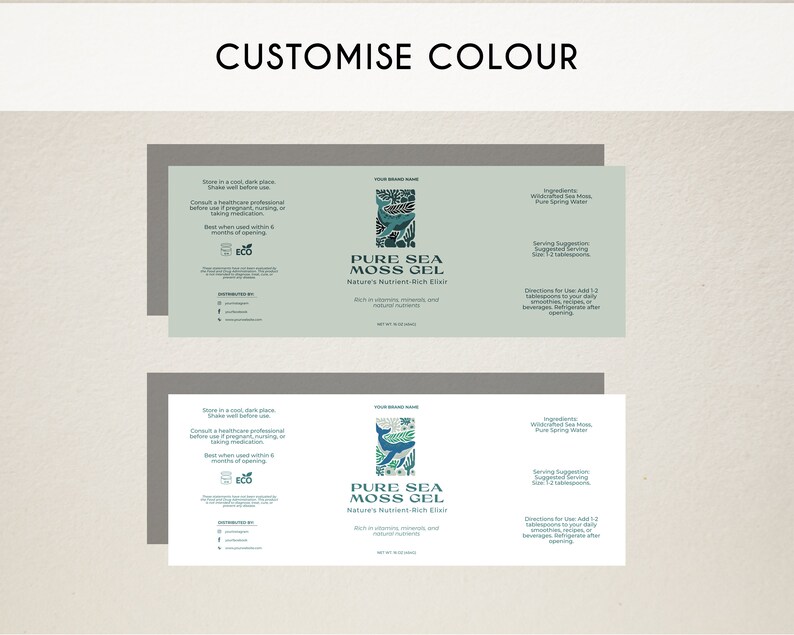 Editable Sea Moss Gel Label Template: Custom Food Jar Sticker (digital ...