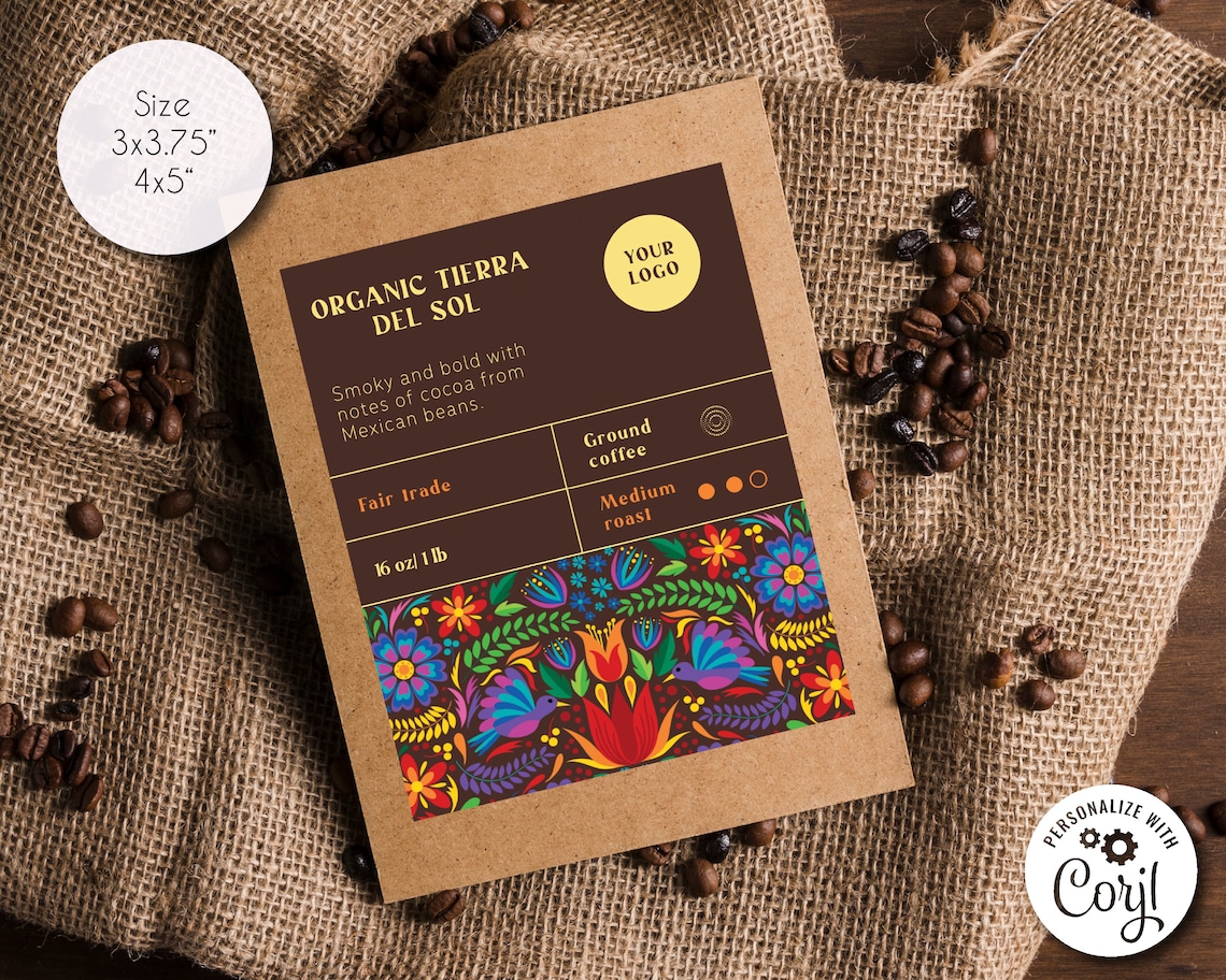Ready to Print Coffee Label Template - Minimalist Product Label, Coffee ...