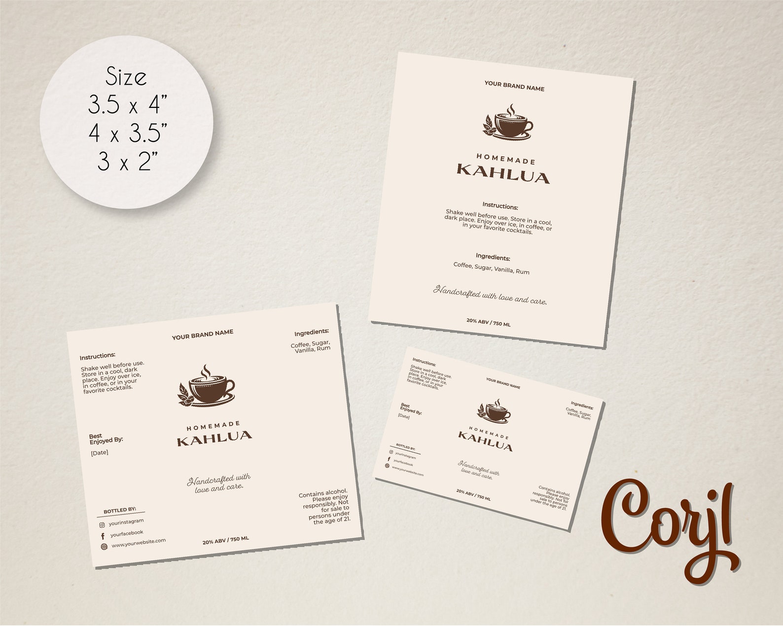 Editable Homemade Kahlua Bottle Label Template, Printable Coffee ...