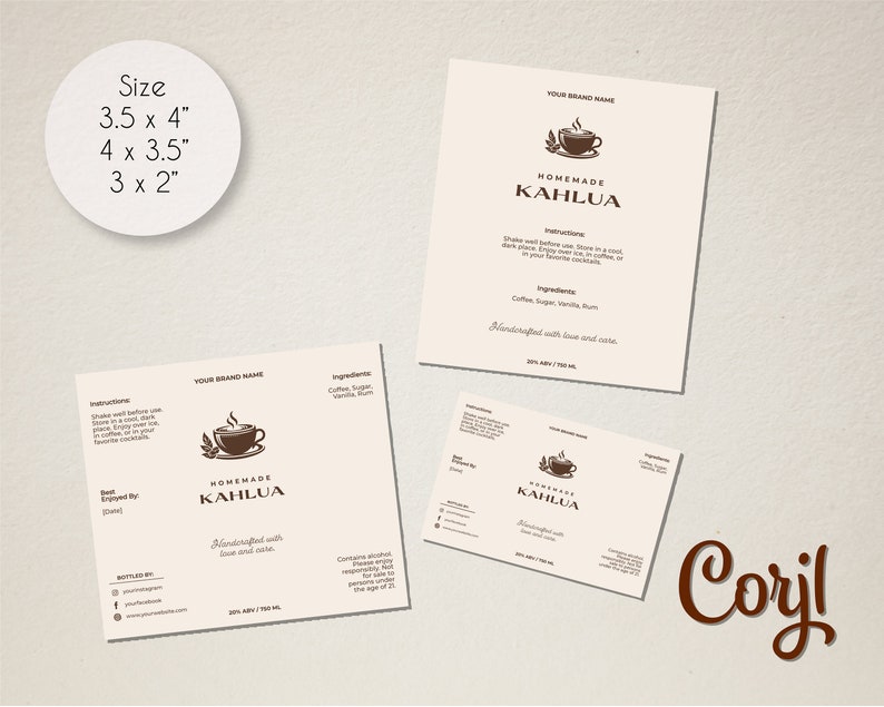 Editable Homemade Kahlua Bottle Label Template, Printable Coffee ...
