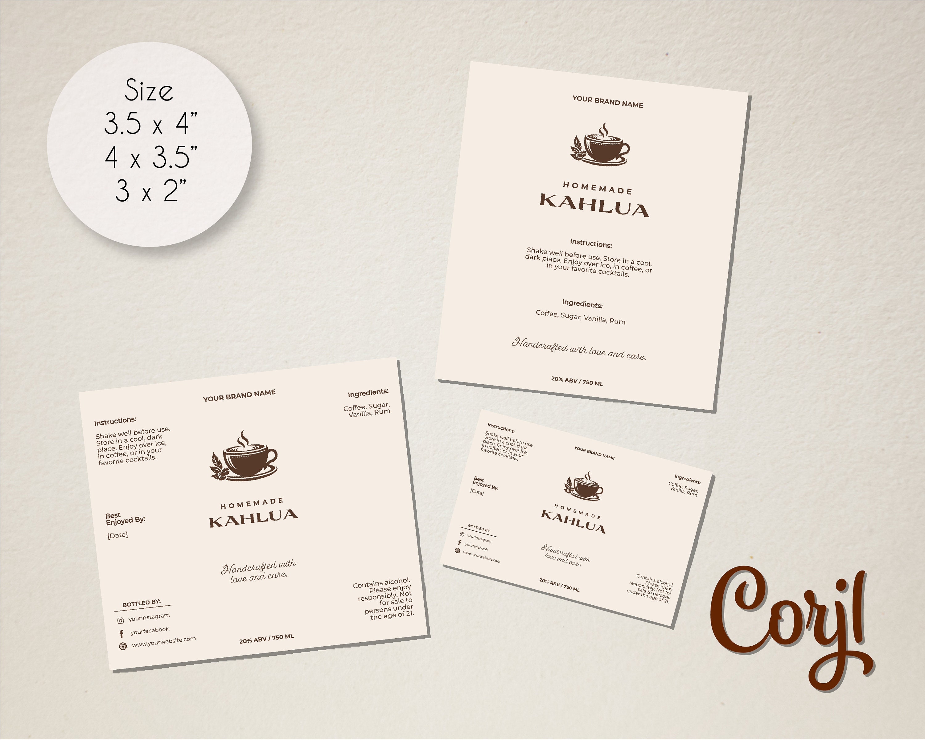 Editable Homemade Kahlua Bottle Label Template, Printable Coffee ...