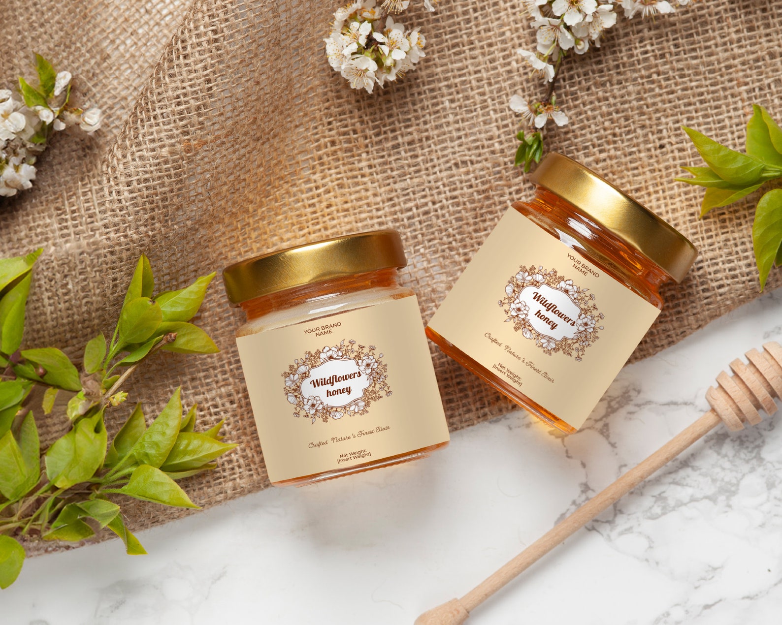 Editable Luxury Honey Jar Label Template, Printable Custom Elegant ...