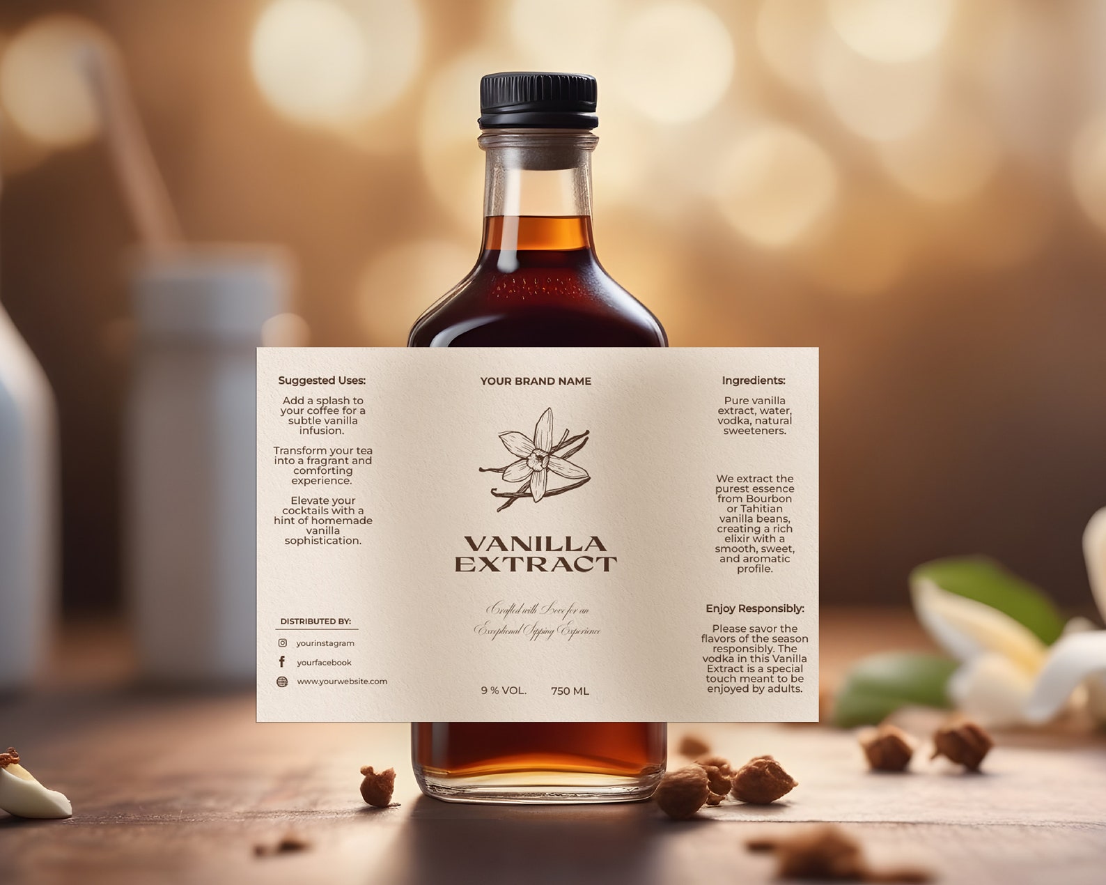 Minimalist Vanilla Extract Bottle Label Template (digital Download) - Etsy