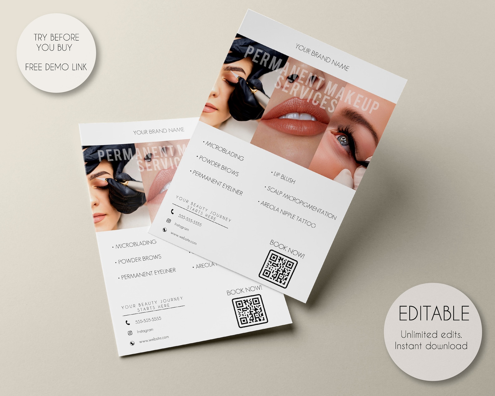 Editable Permanent Makeup Flyer Template, Custom PMU Promotional Flyer ...