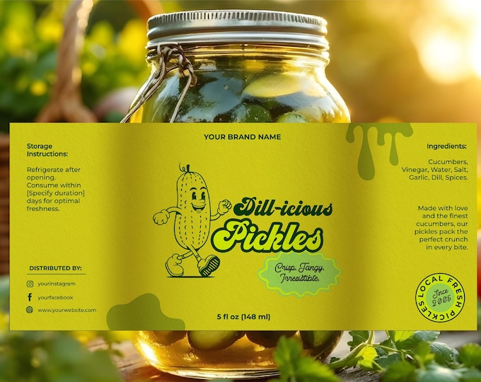 Pickle Jar Labels: Vintage Printable Canning Labels (digital Download ...
