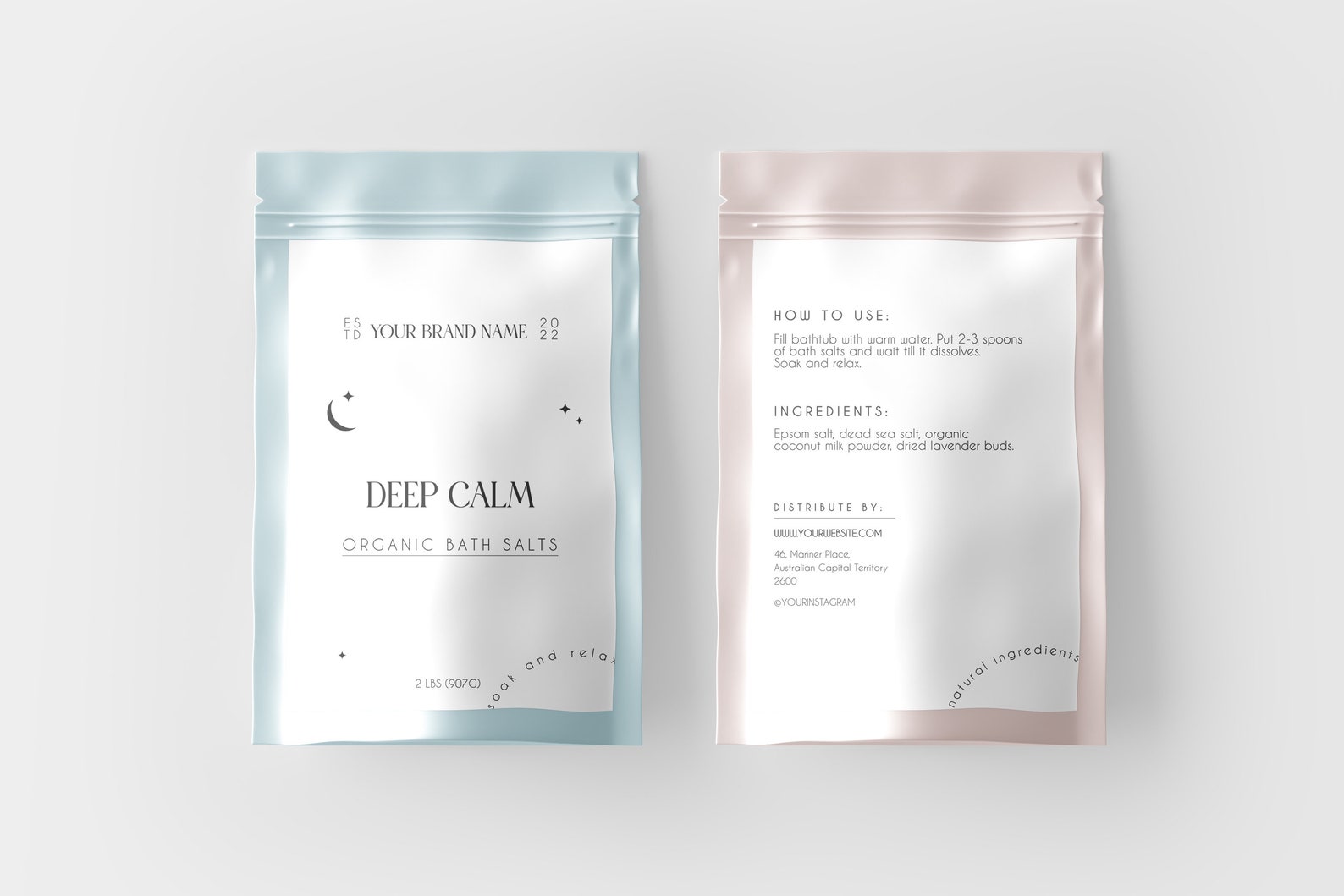 Editable Minimalist Bath Salts Pouch Label Template, Printable Bath ...