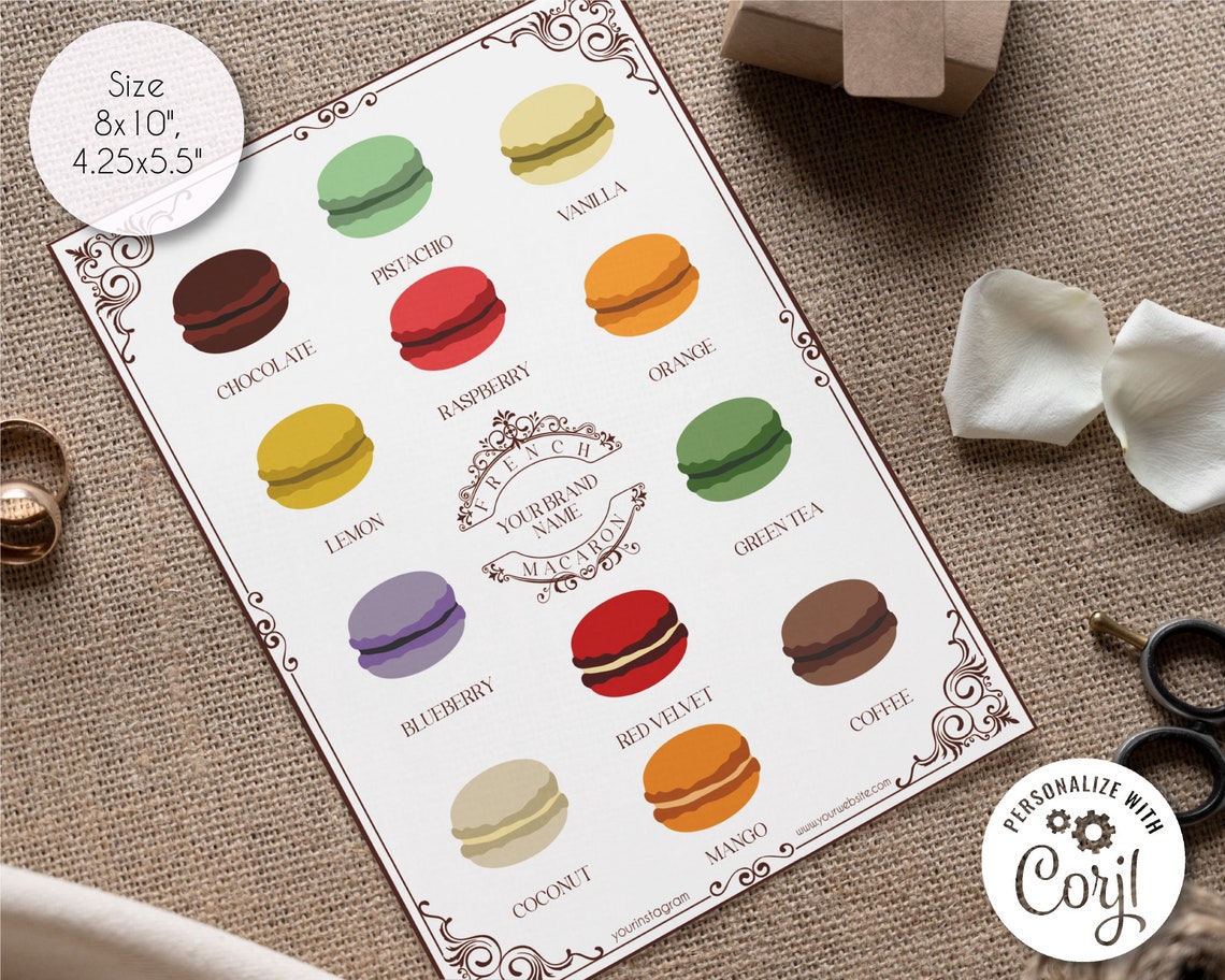 Editable Macaron Menu Template: Luxury Flavor List (digital Download ...