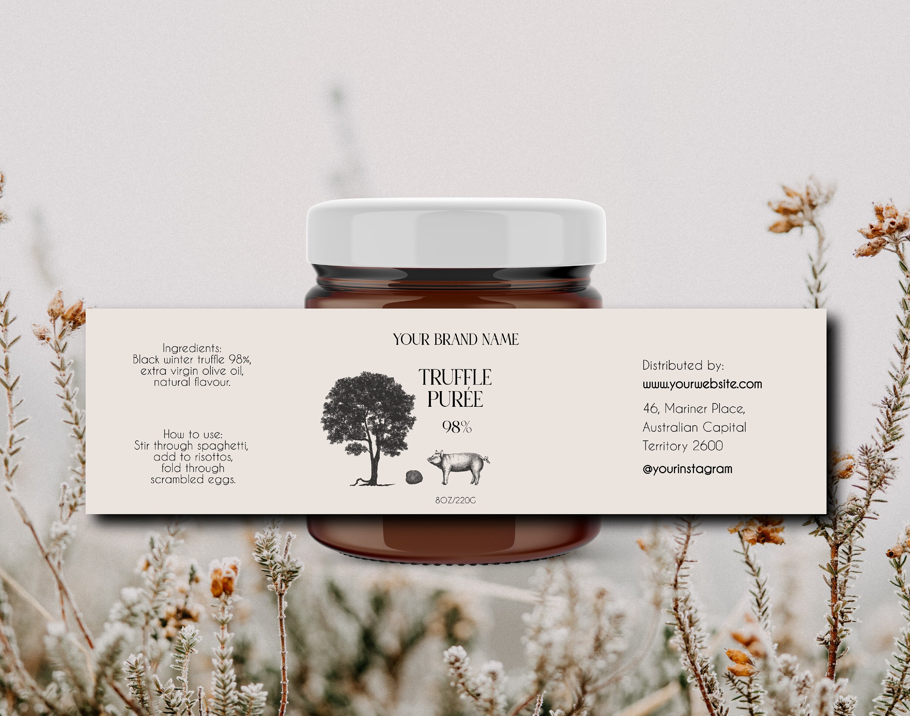 Editable Wrap Around Jar Food Label Template, Customizable Truffle ...