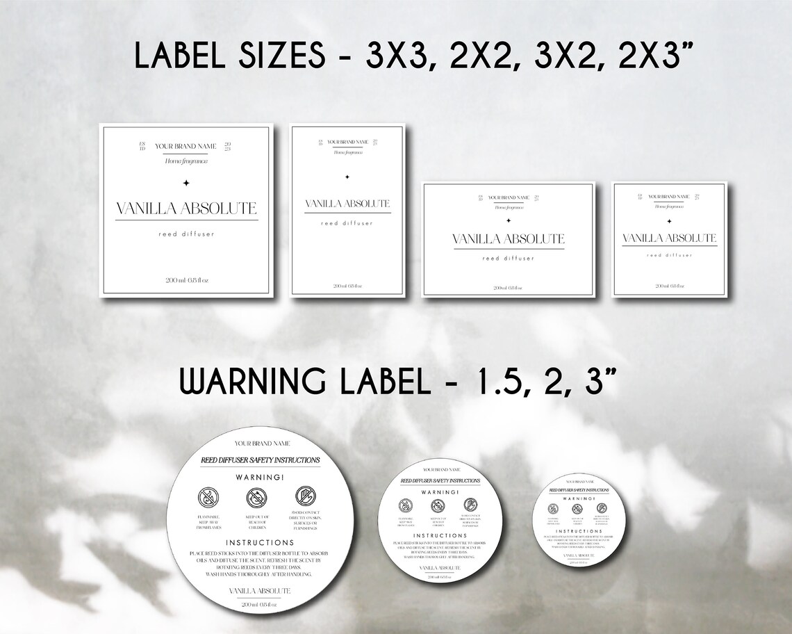 Editable Reed Diffuser Label Template: Minimalist Design (digital ...