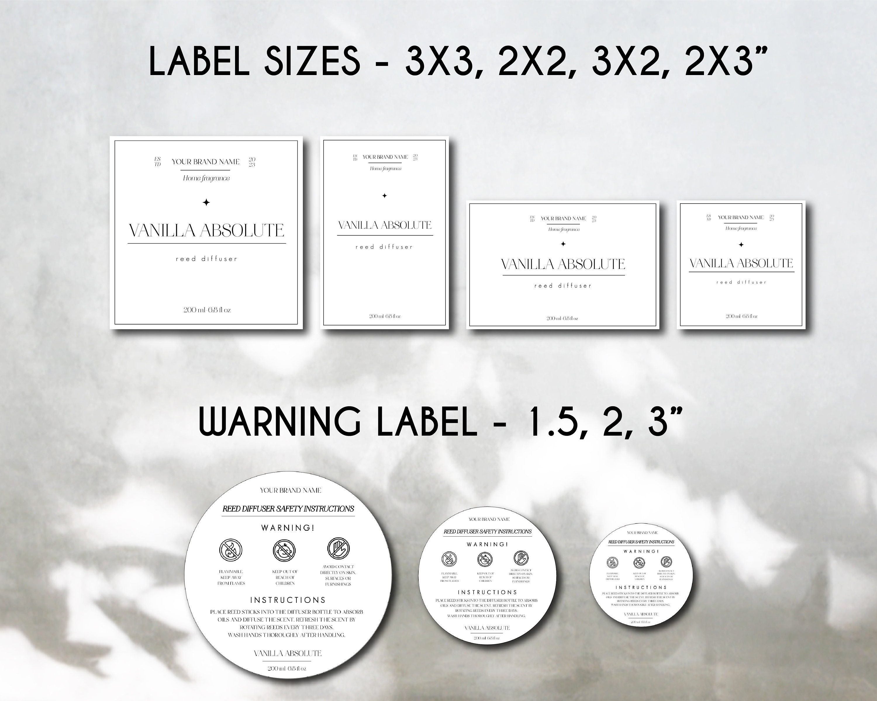Editable Reed Diffuser Label Template: Minimalist Design (digital ...