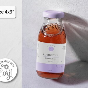 Editable Kombucha Bottle Label Template: Minimalist Design (digital ...