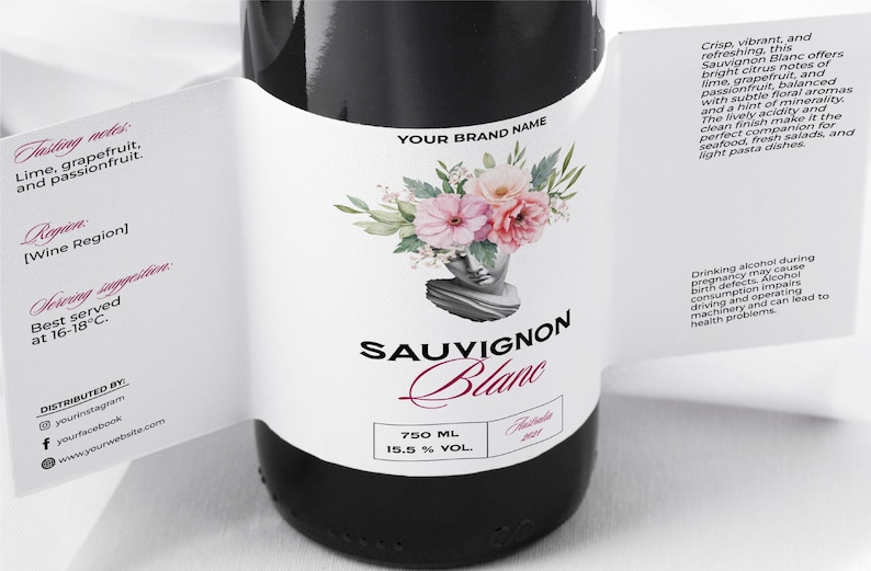 Editable Luxury Wine Bottle Label Template, Printable Antique Wrap ...