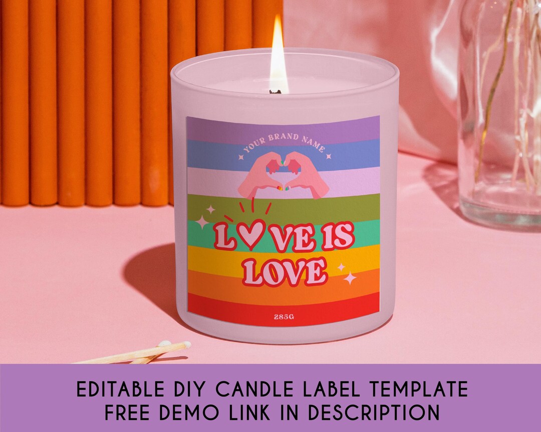 Editable LGBT Candle Label Template, Printable Pride Candle Sticker ...