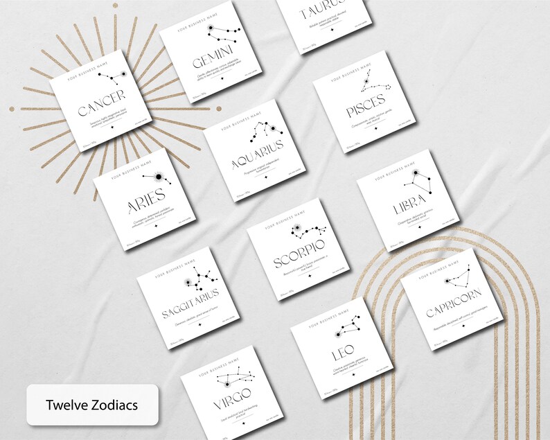 Editable Zodiac Signs Candle Label Template, Minimalist Zodiac Candle ...