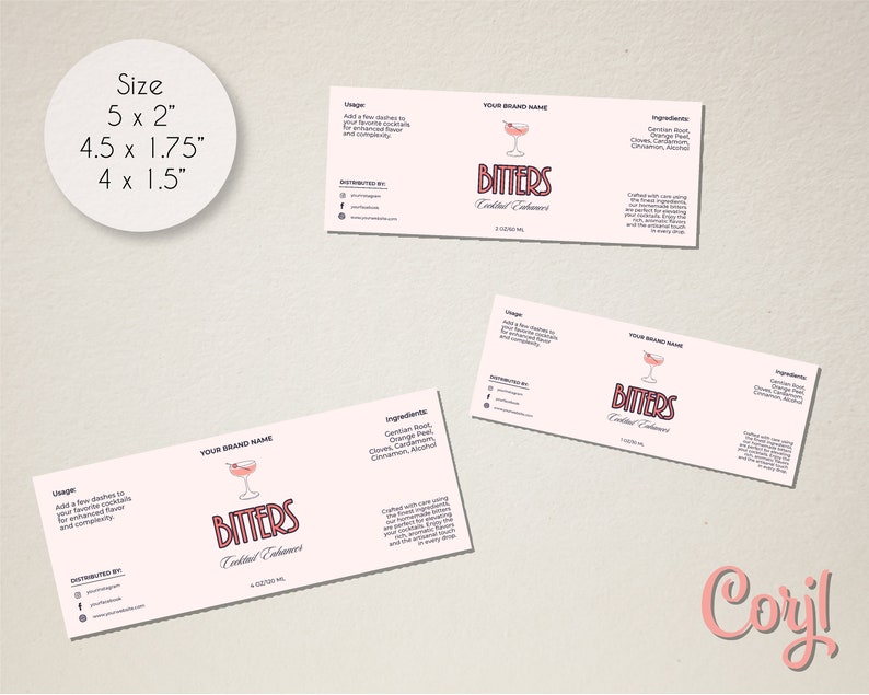 Editable Homemade Bitters Dropper Bottle Label Template, Printable ...