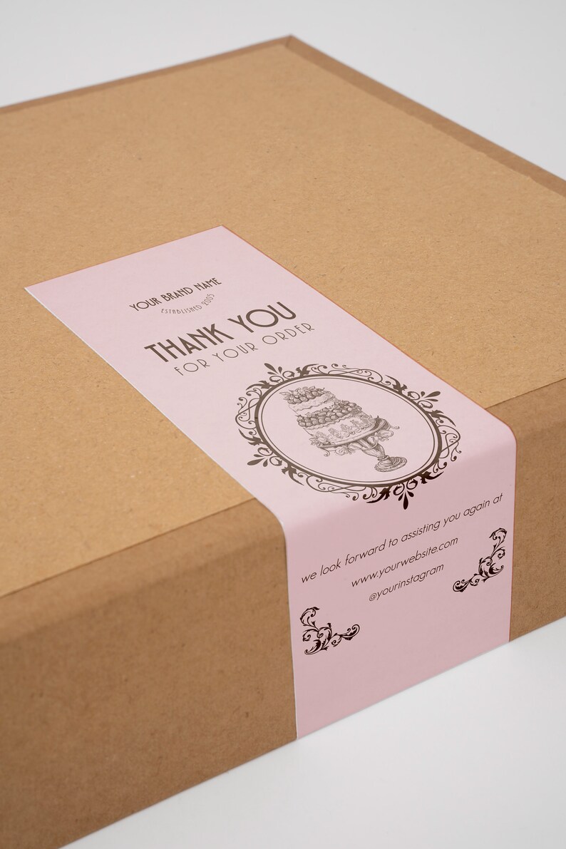 Editable Cake Box Seal Label Template, Printable Cake Box Sticker ...