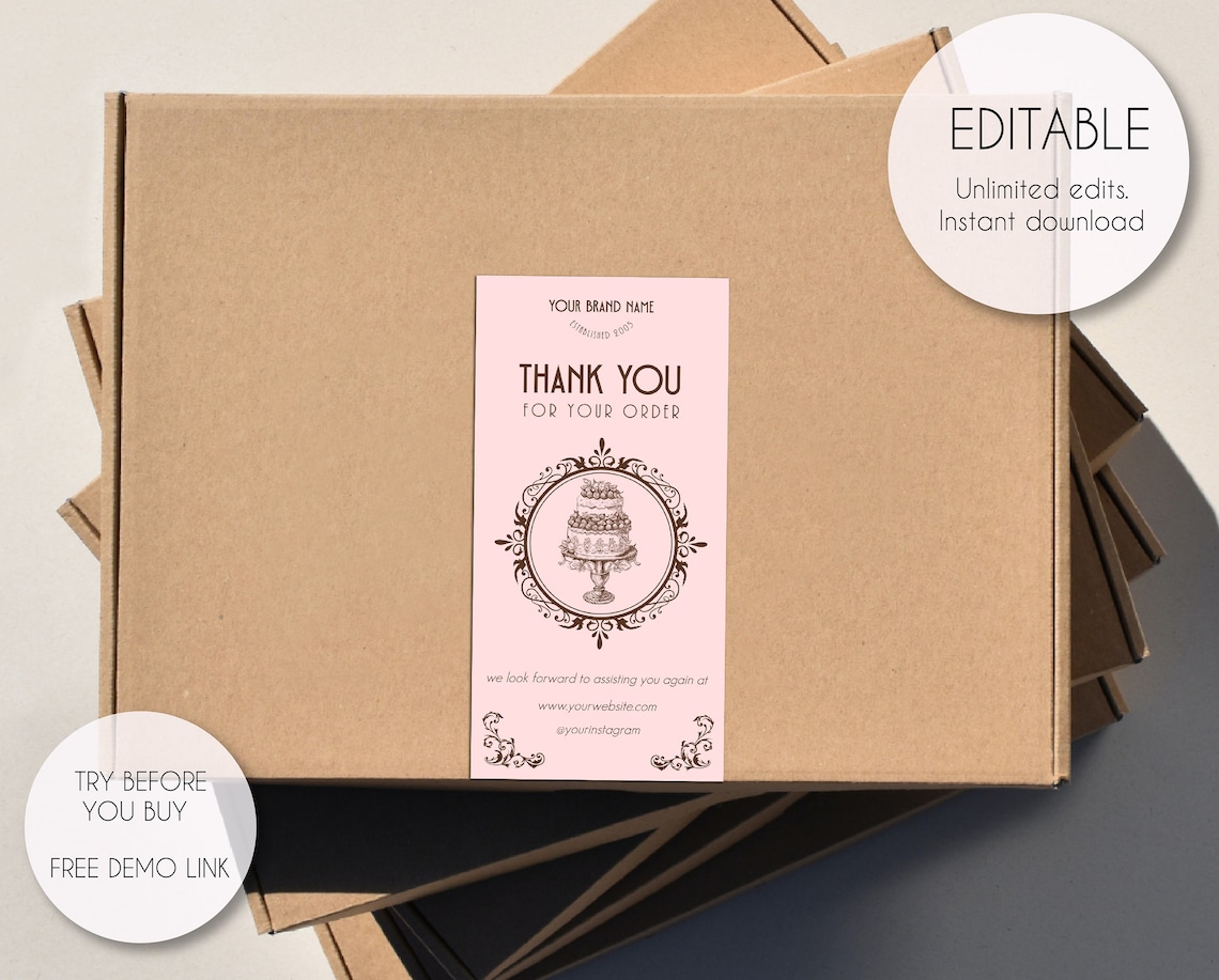 Editable Cake Box Seal Label Template, Printable Cake Box Sticker ...
