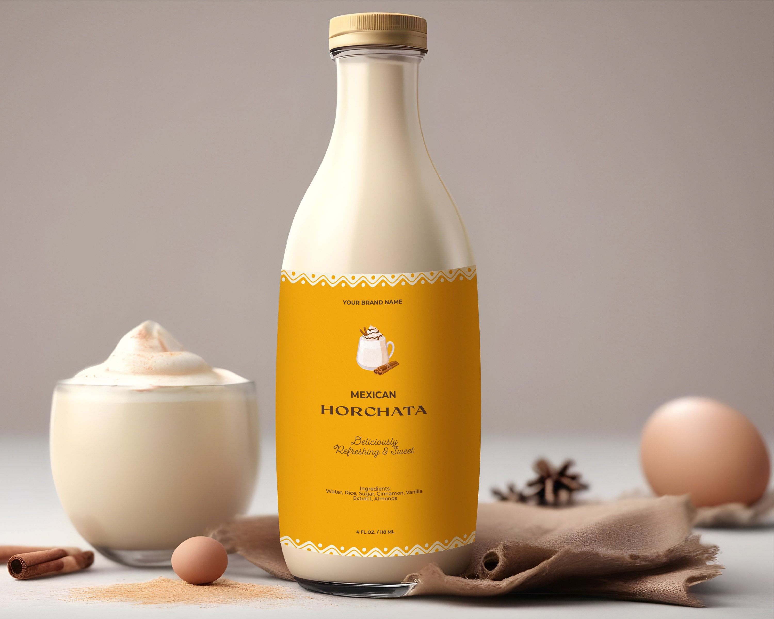 Editable Horchata Bottle Label: Custom Drink Sticker (digital Download ...