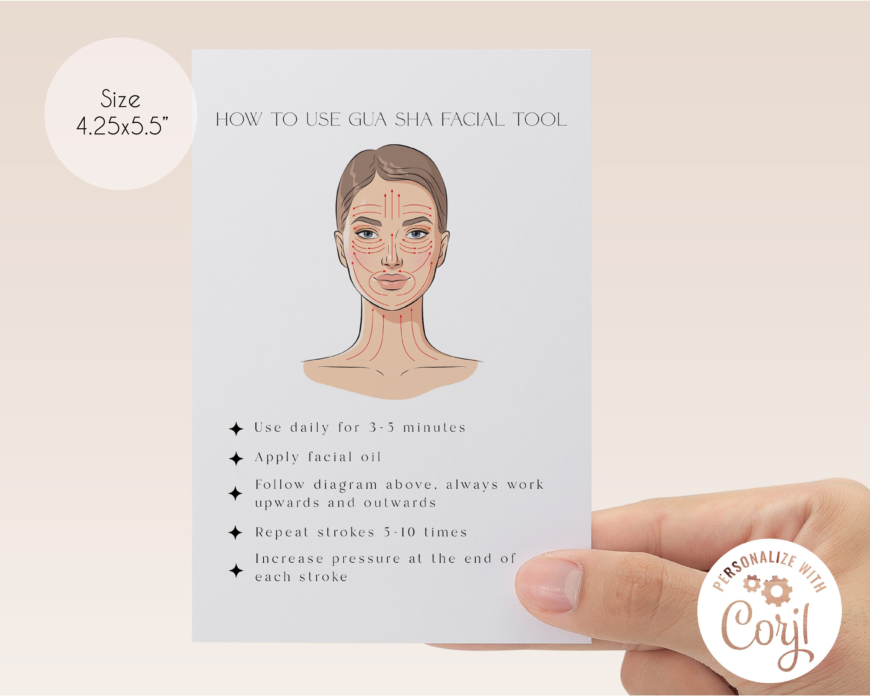 Editable GUA SHA Massage Guide Template, Minimalist Guasha Tool Care ...