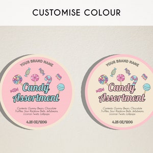 Editable Candy Assortment Round Label Template, Printable Candy in a ...