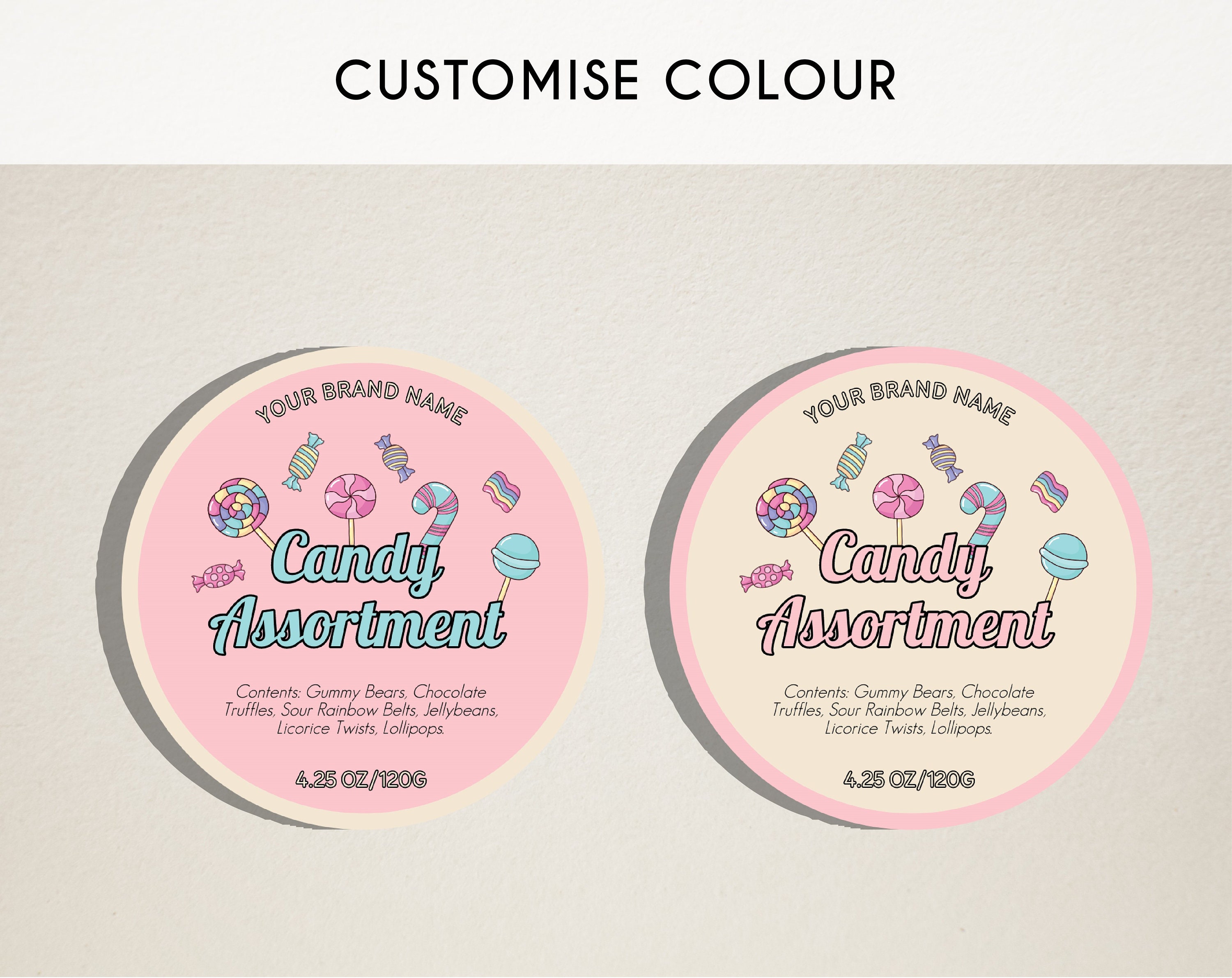 Editable Candy Assortment Round Label Template Printable - Etsy