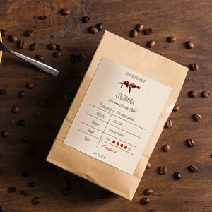Editable Modern Minimalist Coffee Bag Label Template, Printable Luxury ...