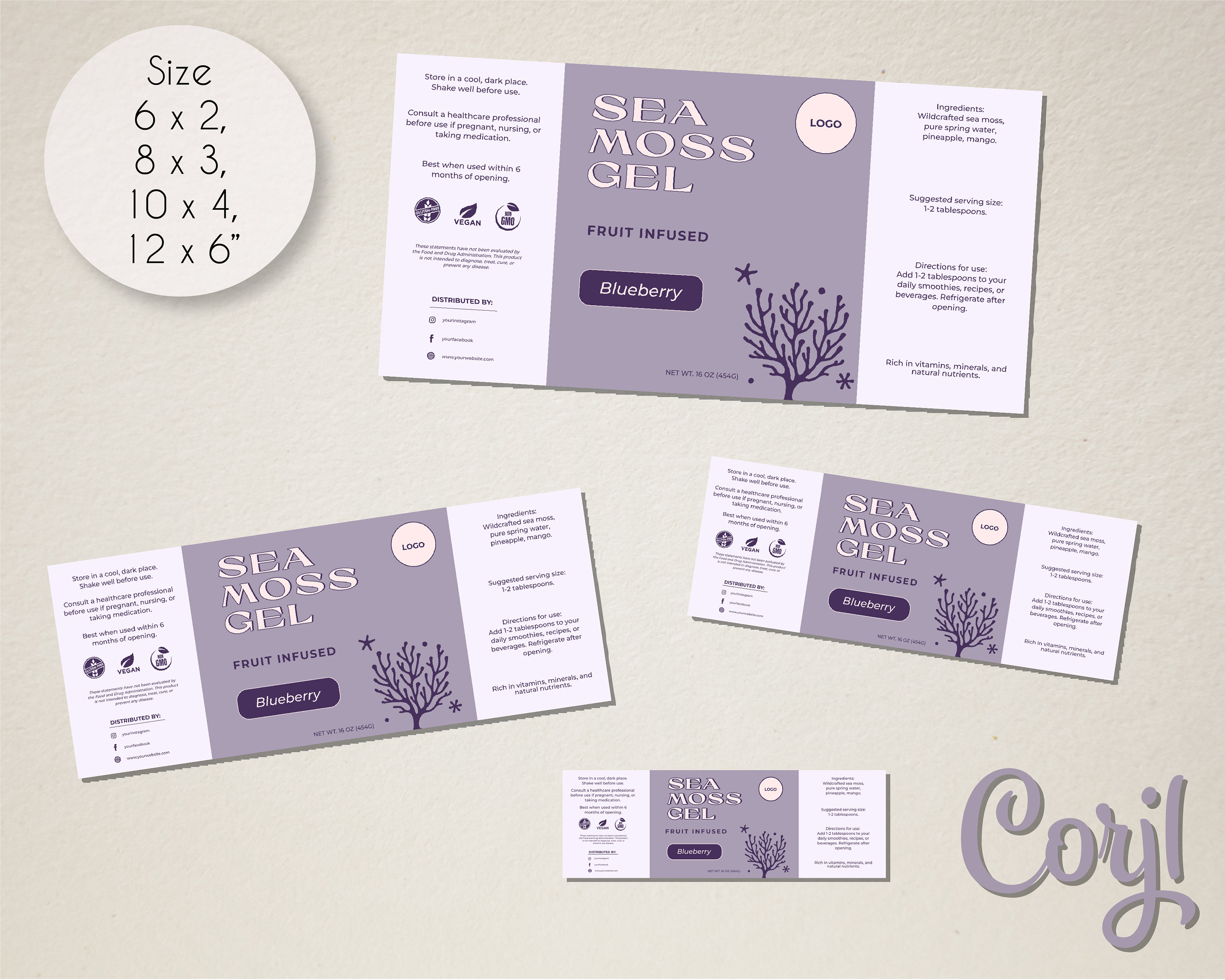 Editable Sea Moss Gel Label Template: Custom Food Jar Sticker (digital ...