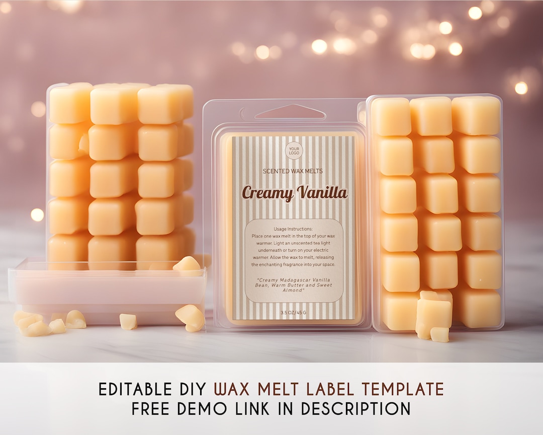 Editable Feminine Wax Melt Label Template, Printable Luxury Wax Tart ...