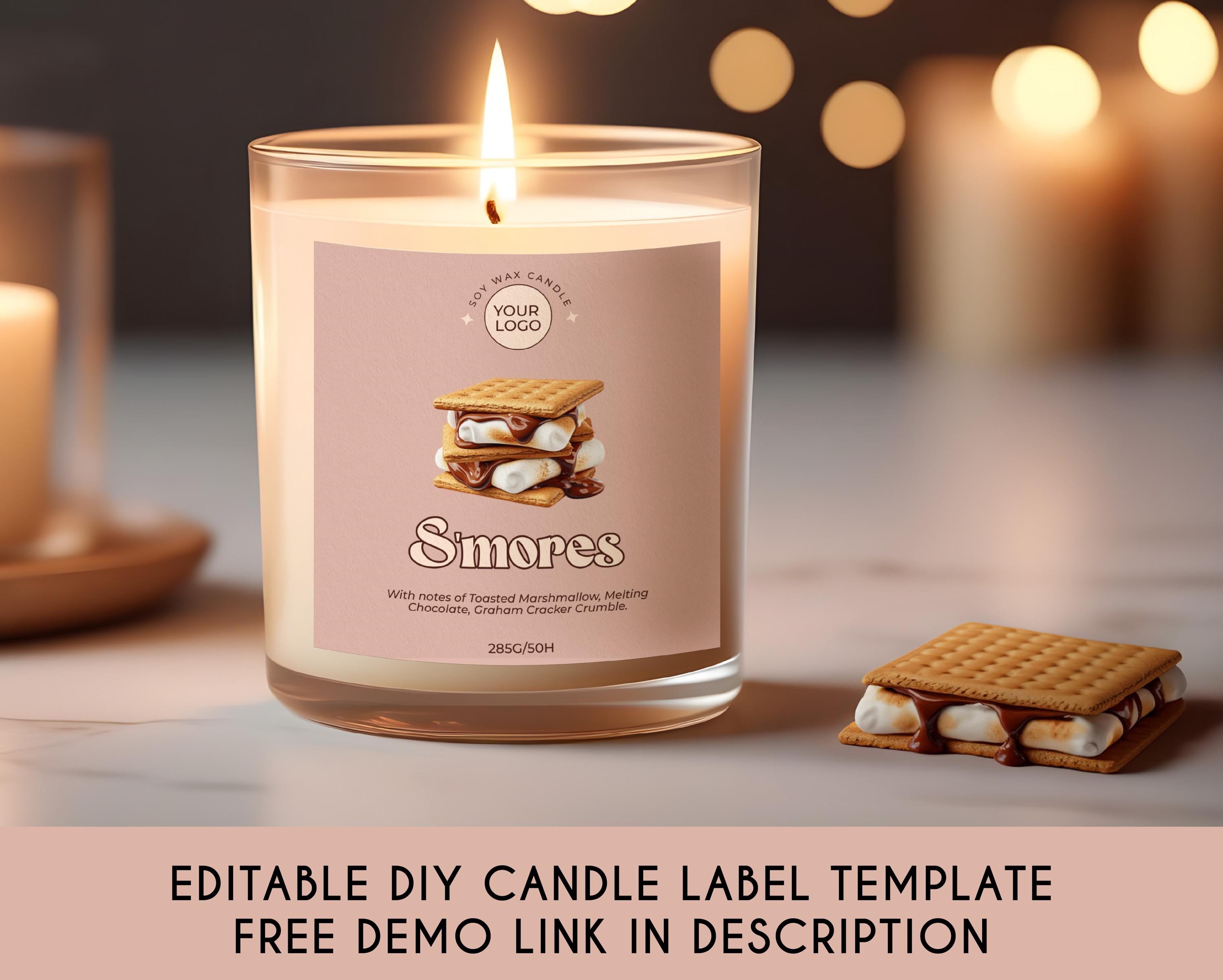 Editable Luxury S'mores Candle Label Template, Printable Smores Scent ...