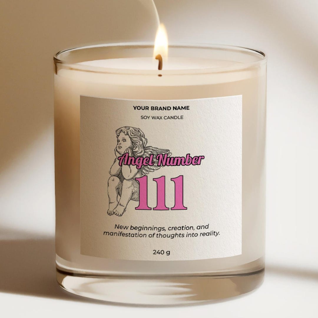 Editable Angel Number Candle Label Template, Printable Minimalist ...