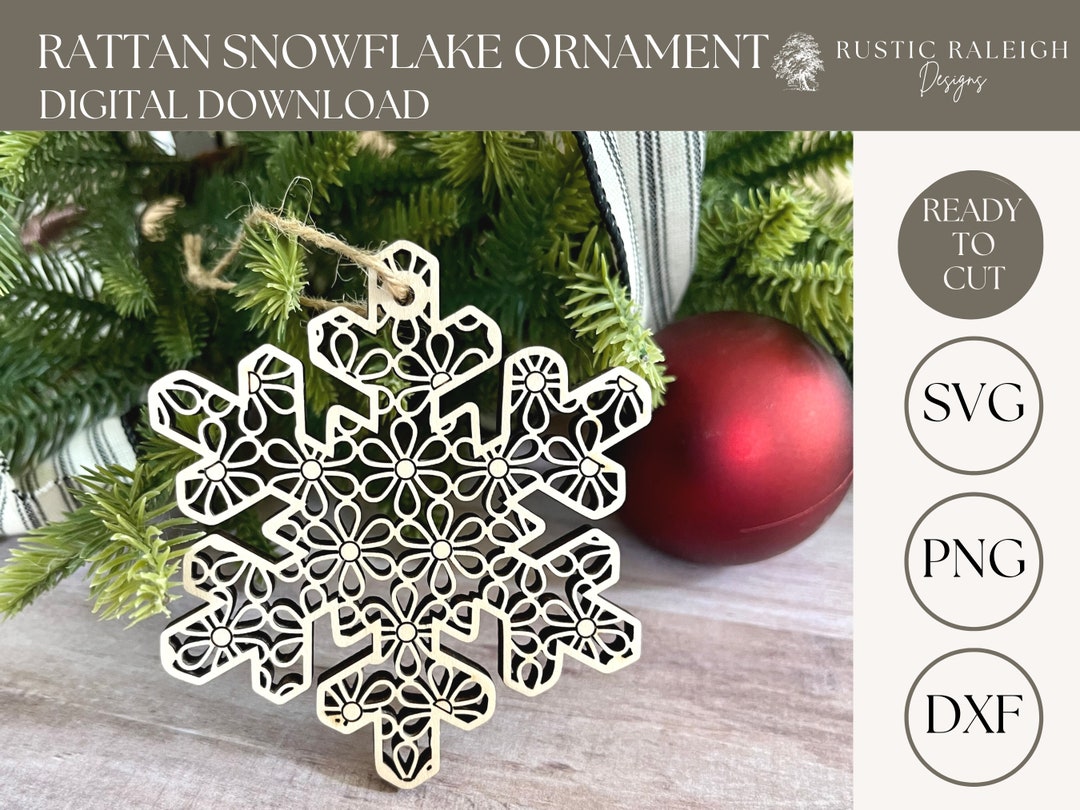 Daisy Rattan Christmas Snowflake Ornament Svg, Boho Cane Weave Rattan ...