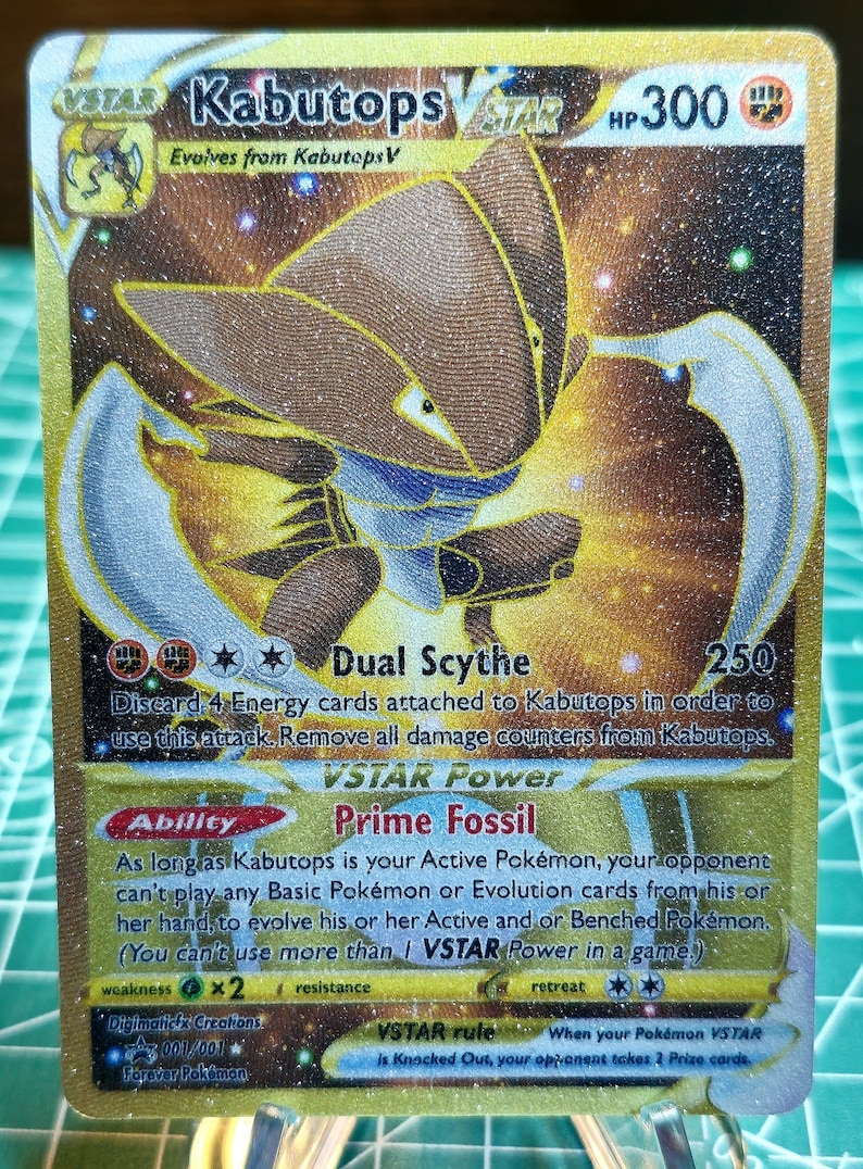 Custom/altered Pokémon // Kabutops Gold VSTAR Card // Full Art - Etsy