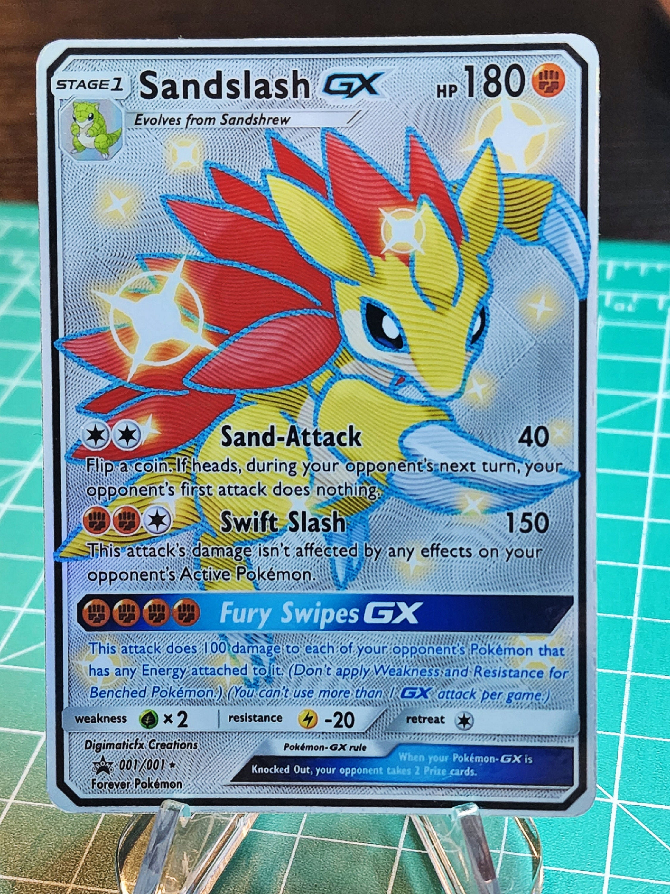 Custom Shiny Rare Sandslash GX Card// Full Art Promo - Etsy