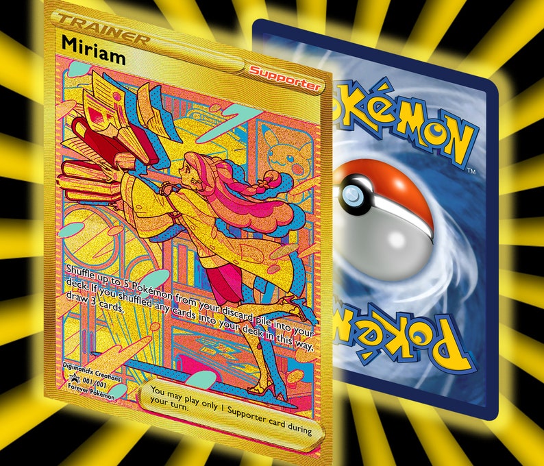 Custom/altered Pokémon // Miriam Trainer Gold Card // Full Art - Etsy