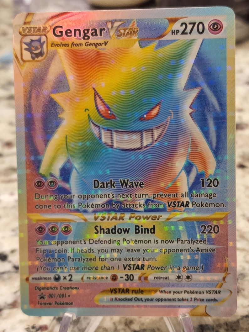 Custom/altered Pokémon // Gengar VSTAR Rainbow Card // Full - Etsy ...