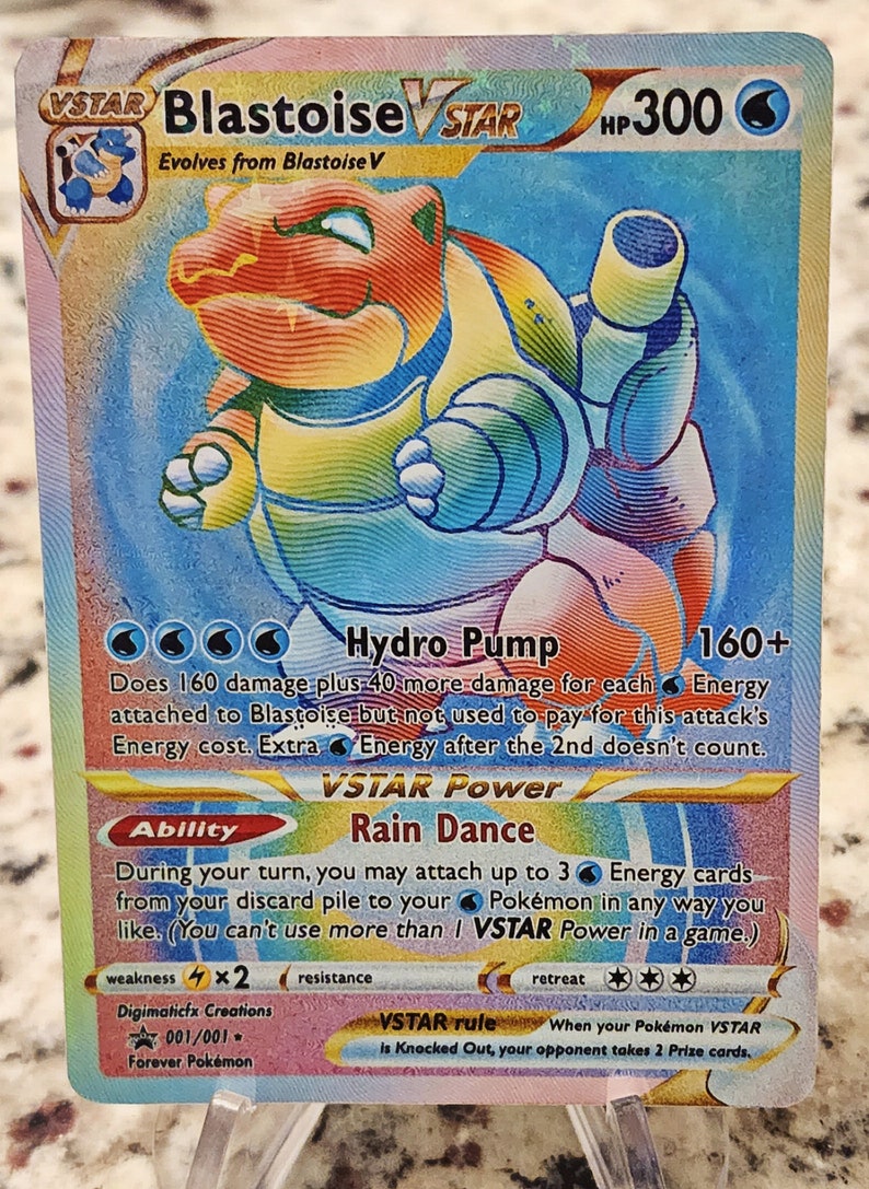 Custom/altered Pokémon // Blastoise VSTAR Rainbow Card // Full - Etsy