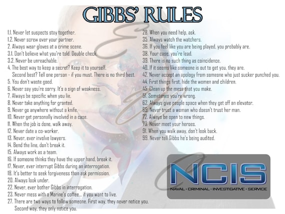 NCIS Gibbs' Rules IMAGES ONLY | Etsy