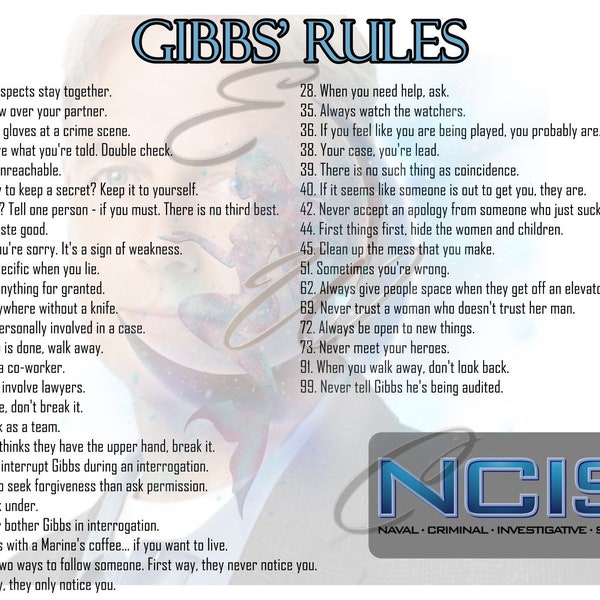 Gibbs Rules Poster - Etsy