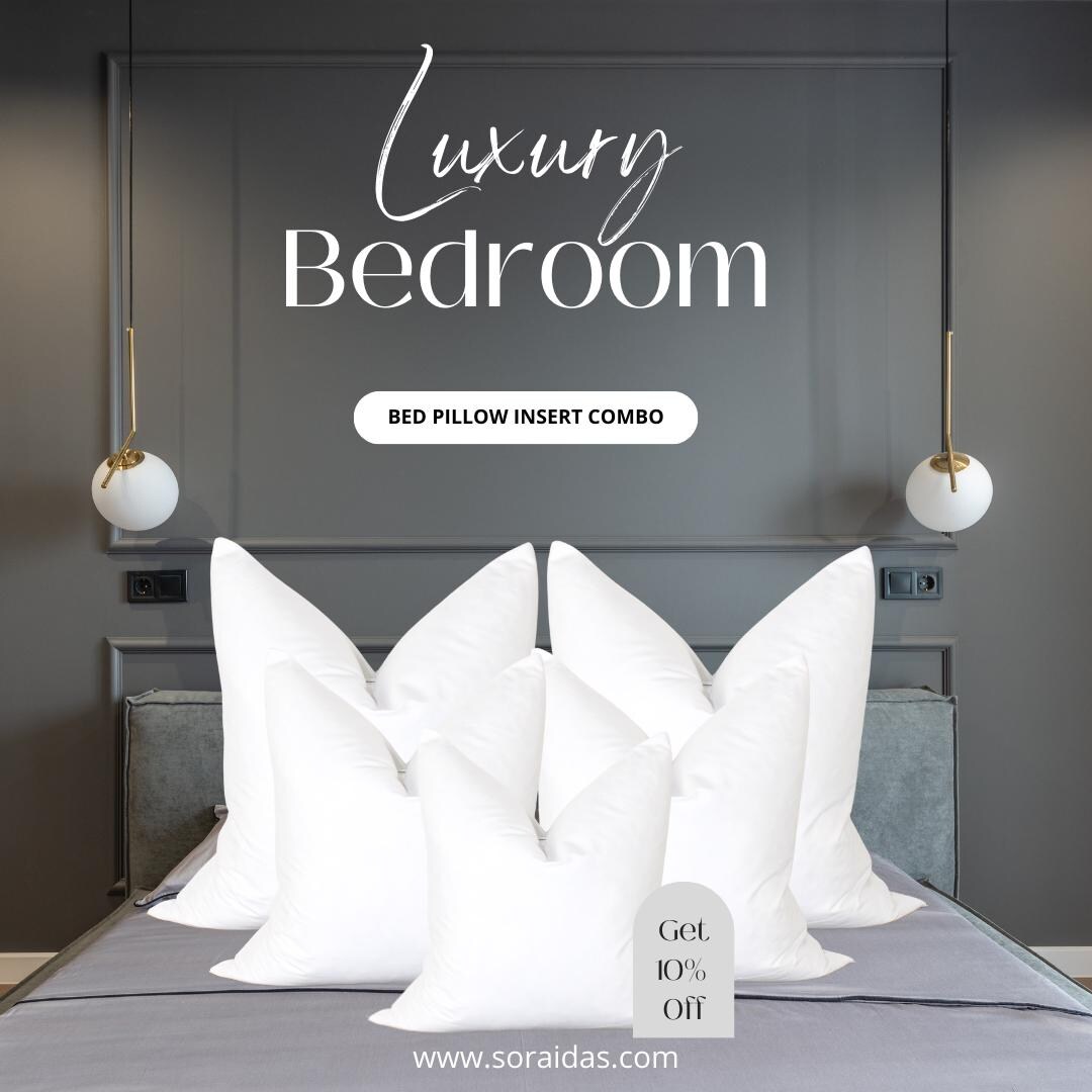 Bed Pillow Inserts Combo All Squares Bed Inserts for Bedroom Handwoven ...