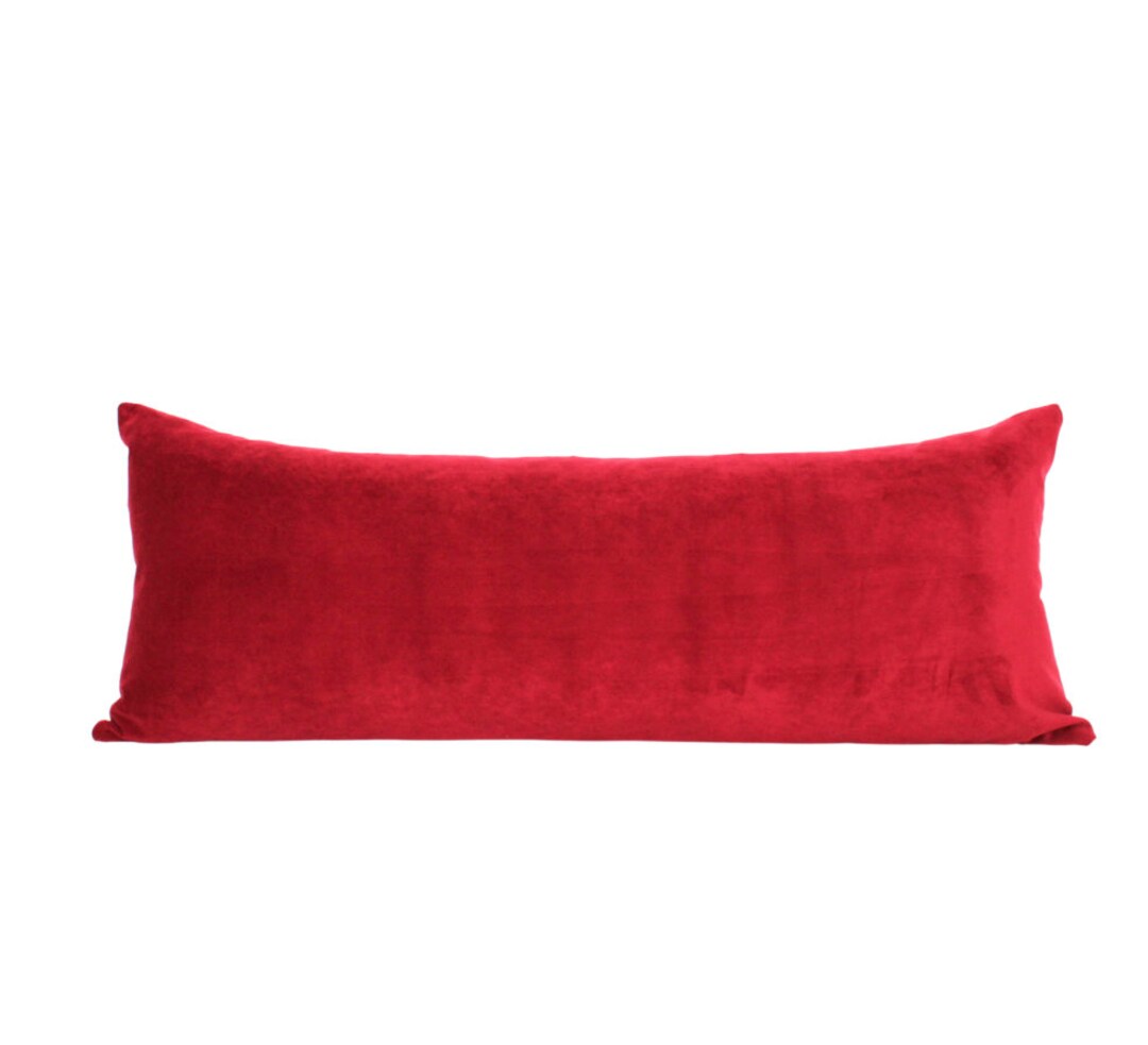 Red Velvet Extra Large Lumbar Cover Pillowluxury Cherry Red Velvet ...
