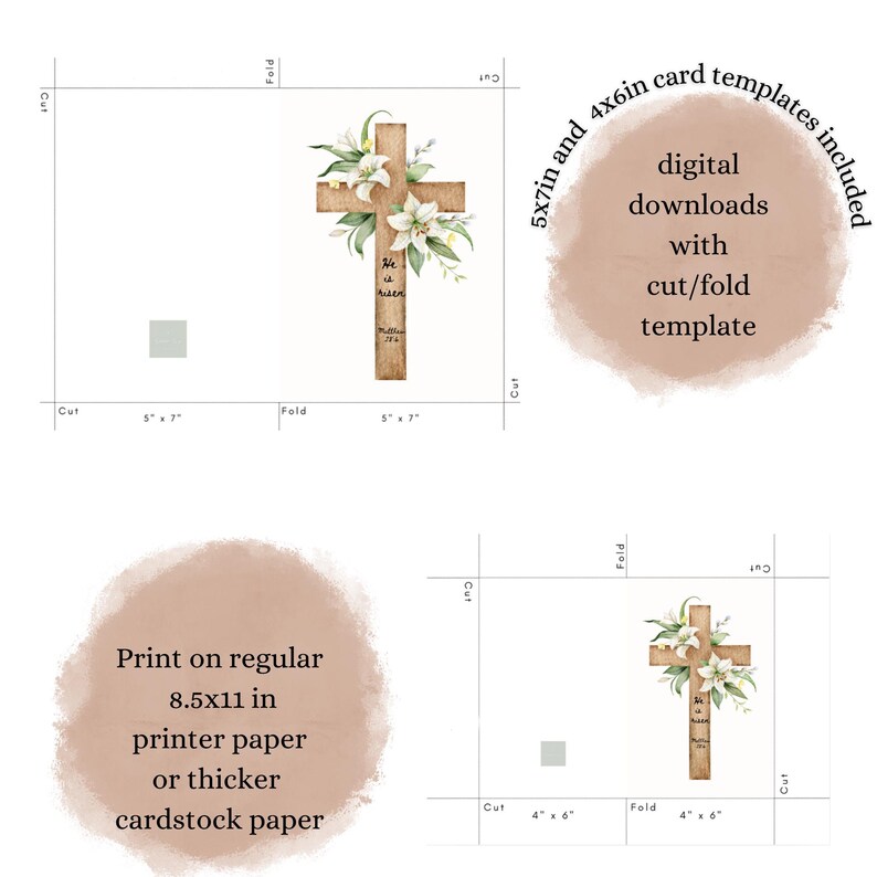 He is Risen Easter Card L He is Risen L Easter Card L Cross Easter Card ...