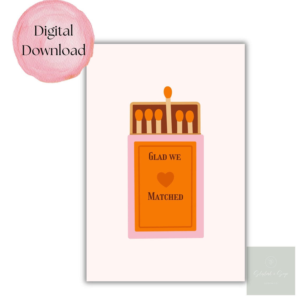 Glad We Matched Card L Valentine's Day Card L Online Dating Card L ...