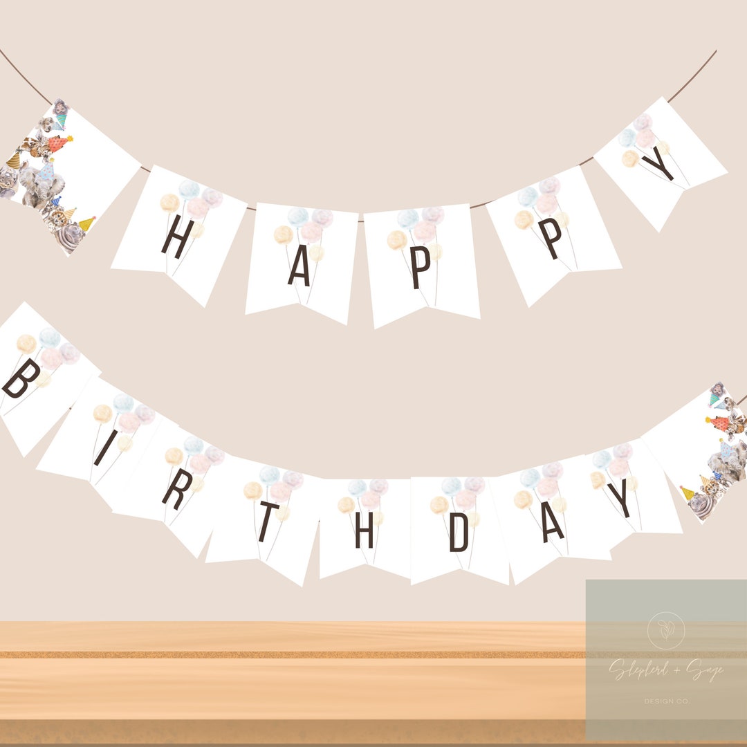 Party Animal Printable Bunting Banner L Set of 15 L Instant Download L ...