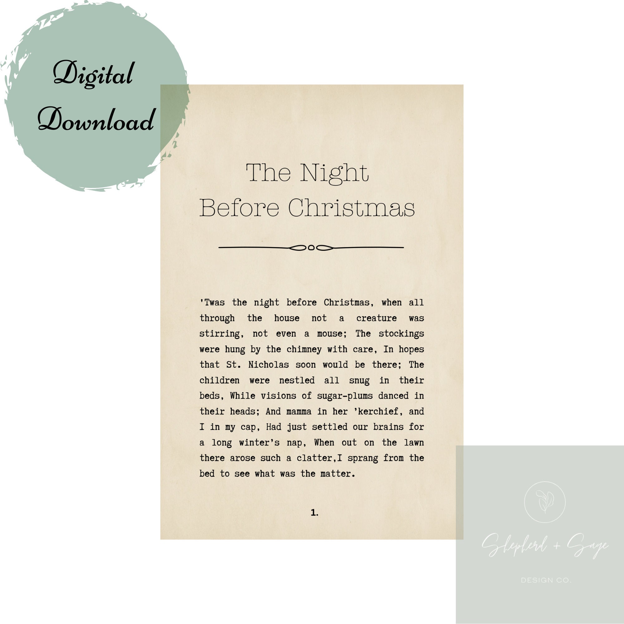 Twas the Night Before Christmas L Digital Download Print L the Night ...