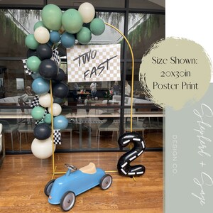 Two Fast Race Car Banner Printable L Neutral Checkered Flag L Digital ...