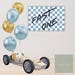 Fast One Race Car Banner Printable L Blue Checkered Flag L Digital ...