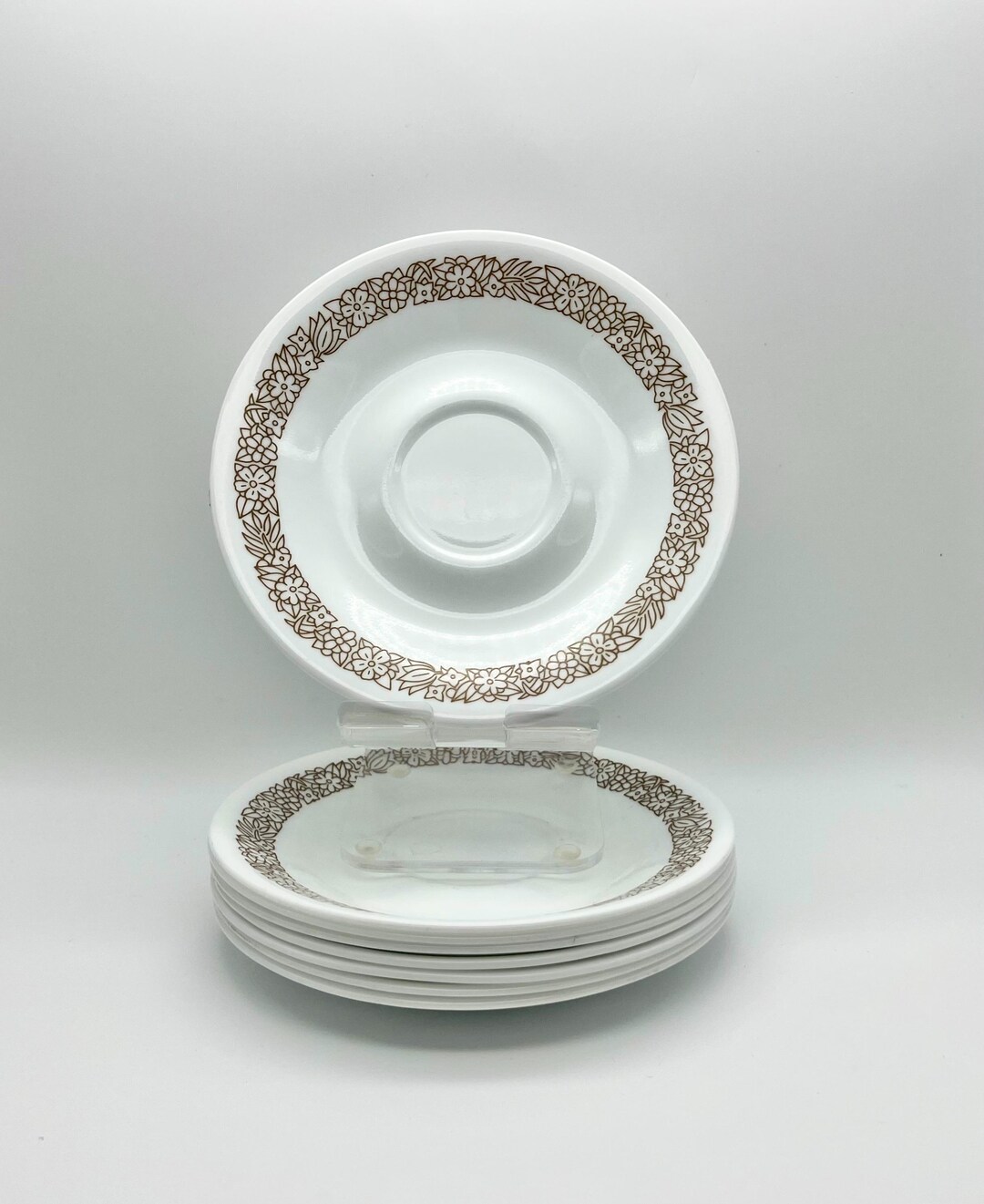 Corelle Woodland Brown Saucers - Set of 8 (1 Saucer Chipped) - Vintage ...