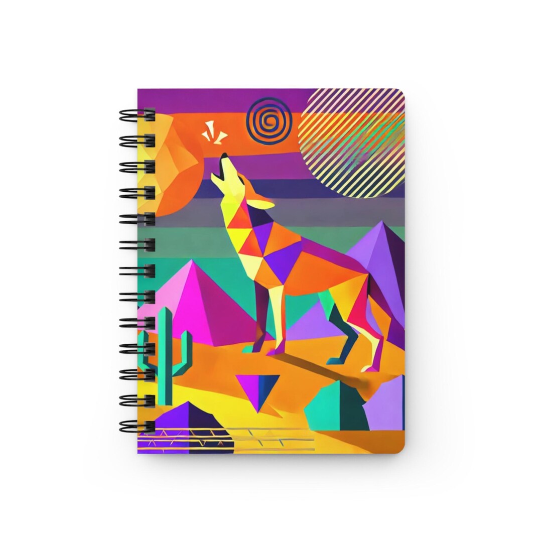 Vibrant Howling Wolf Journal | Colorful Spiral Notebook | Artistic ...